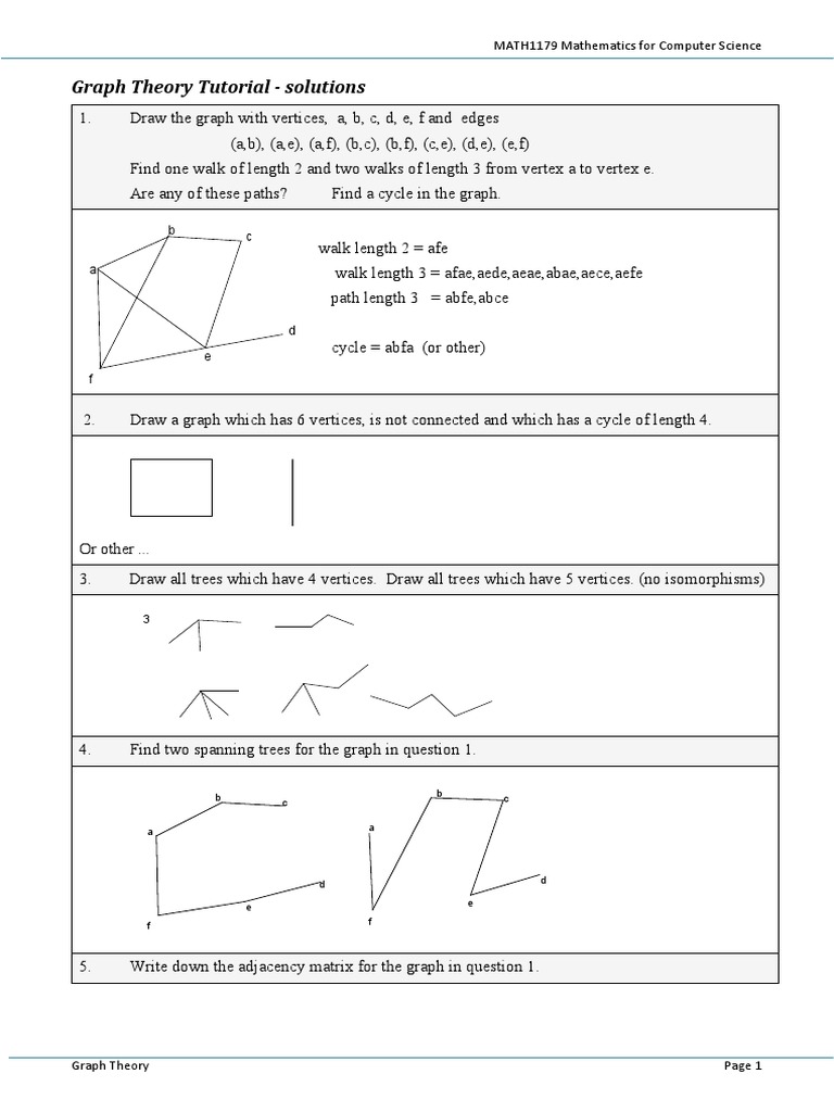 Graph Theory Exercises and Solutions | PDF | Vertex (Graph Theory ...