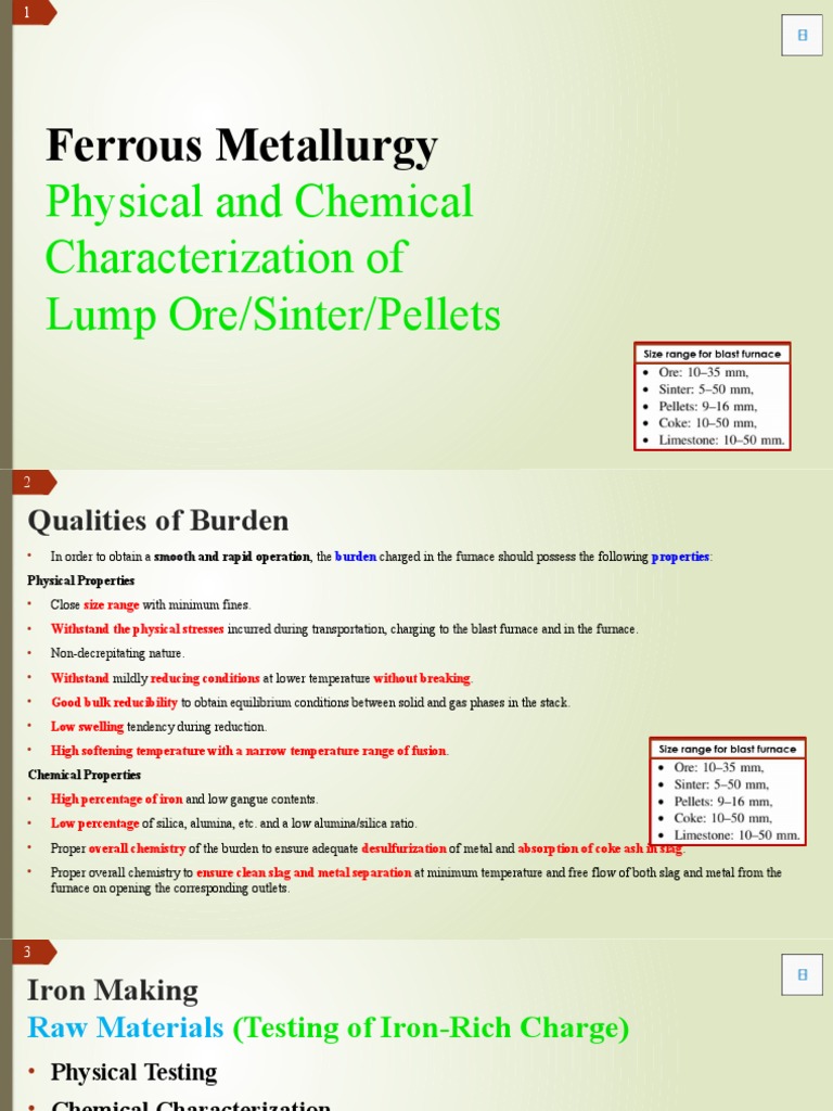 Lecture 5 - Testing of Lump Ore, Sinter and Pellets | PDF ...