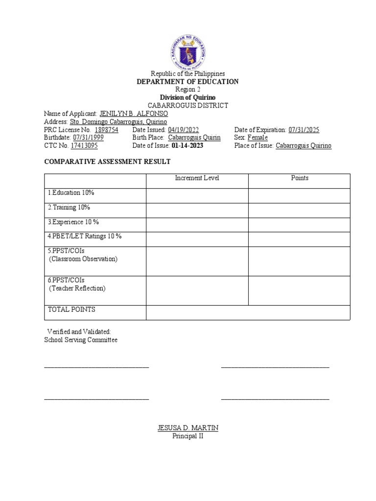 Jenilyn B. Alfonso's Assessment Results | PDF