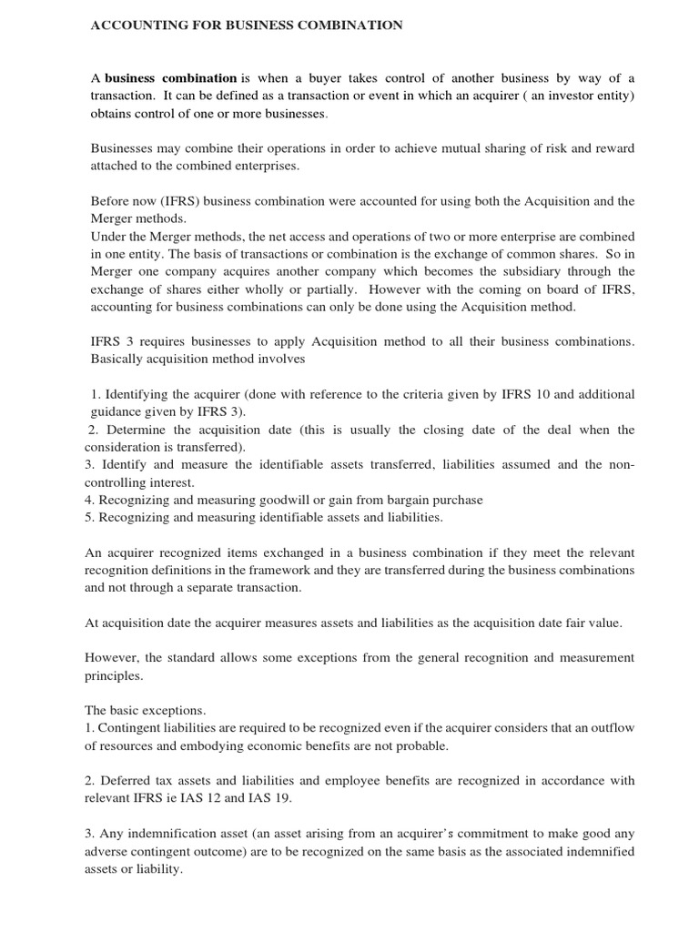 Accounting for Business Combinations | PDF | Balance Sheet | Mergers ...