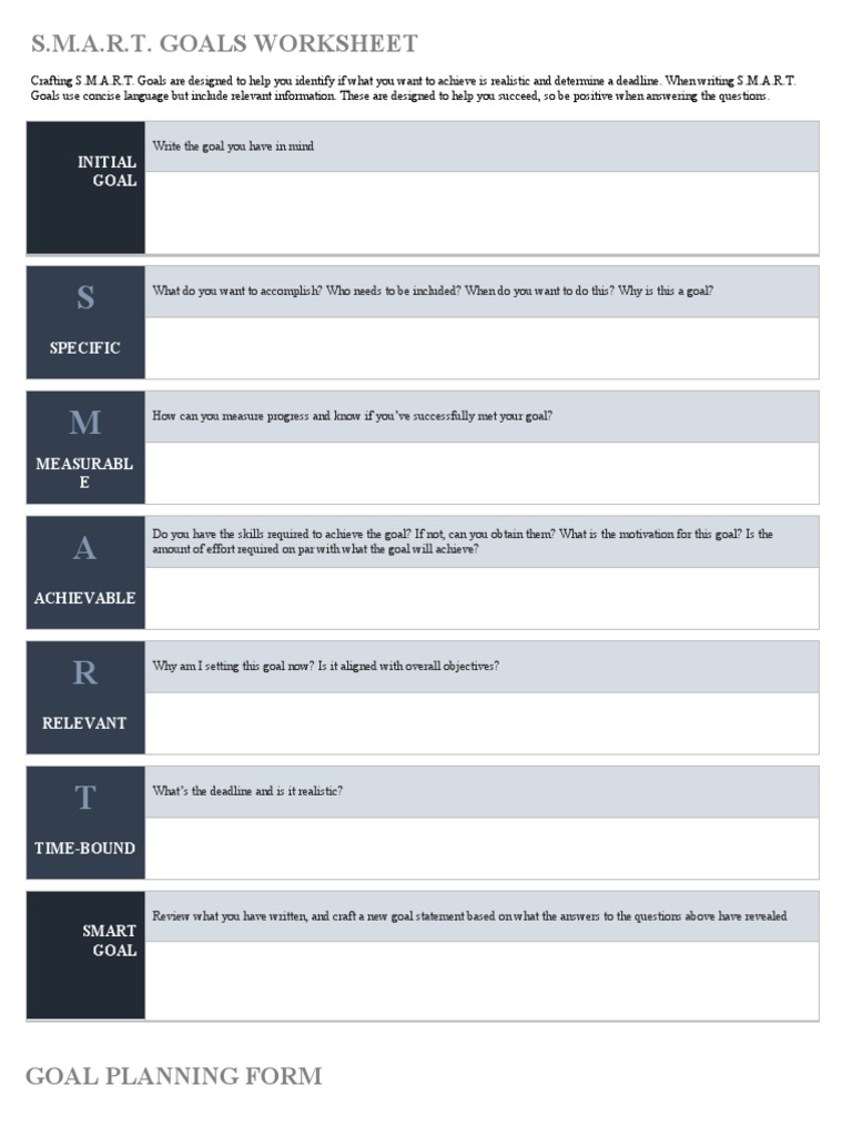 Smart Goal Worksheet | PDF