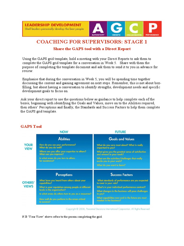 Week 2 Share The GAPS Tool With A Direct Report | PDF