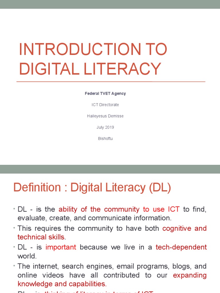 Introduction To Digital Literacy | PDF | Internet | World Wide Web