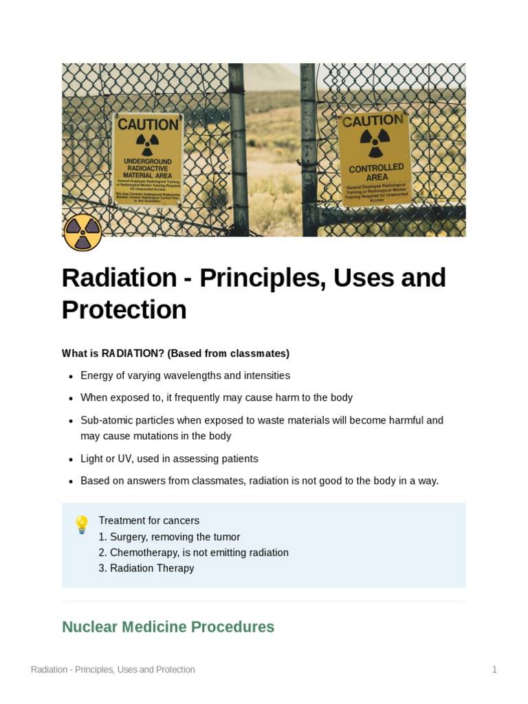 Radiation - Principles Uses and Protection | PDF | Ionizing Radiation ...