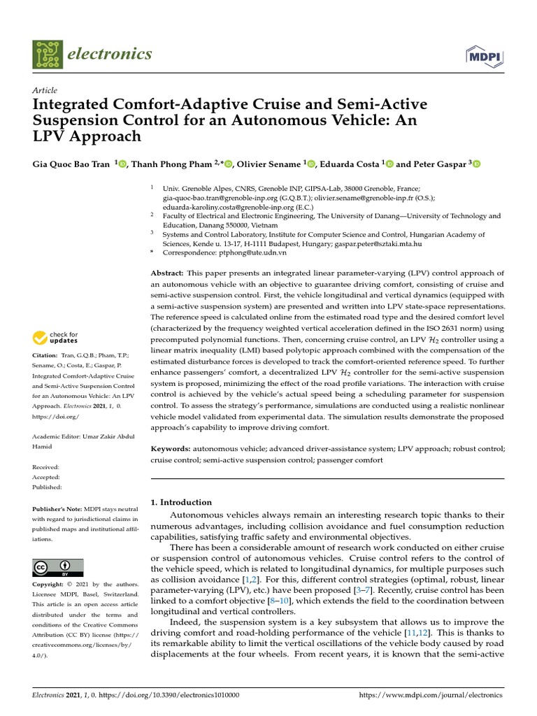 Integrated Comfort Adaptive Cruise And Semi Active Suspension Control