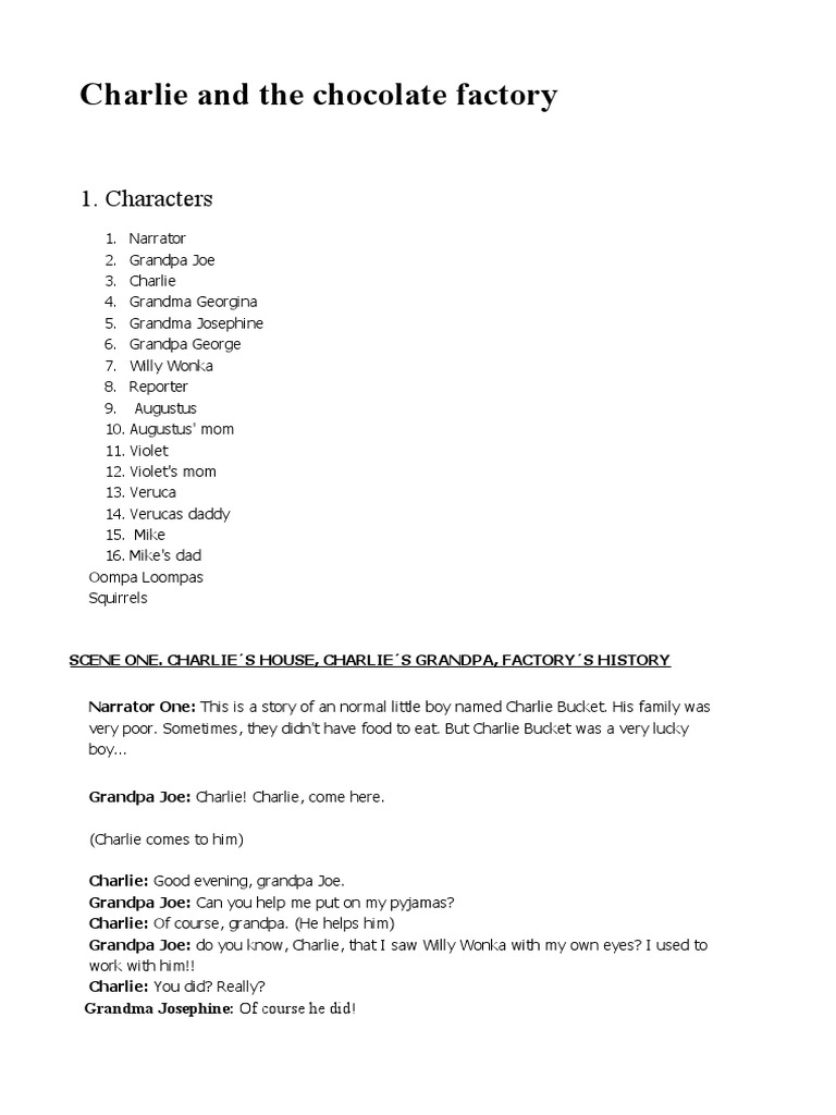Charlie and The Chocolate Factory - Odt | PDF | Sugar Confectionery ...