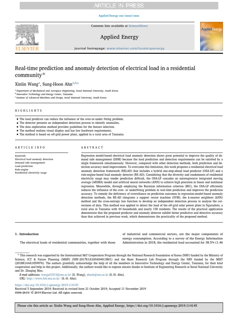 Real Time Prediction And Anomaly Detection Of Electrical Load In Pdf