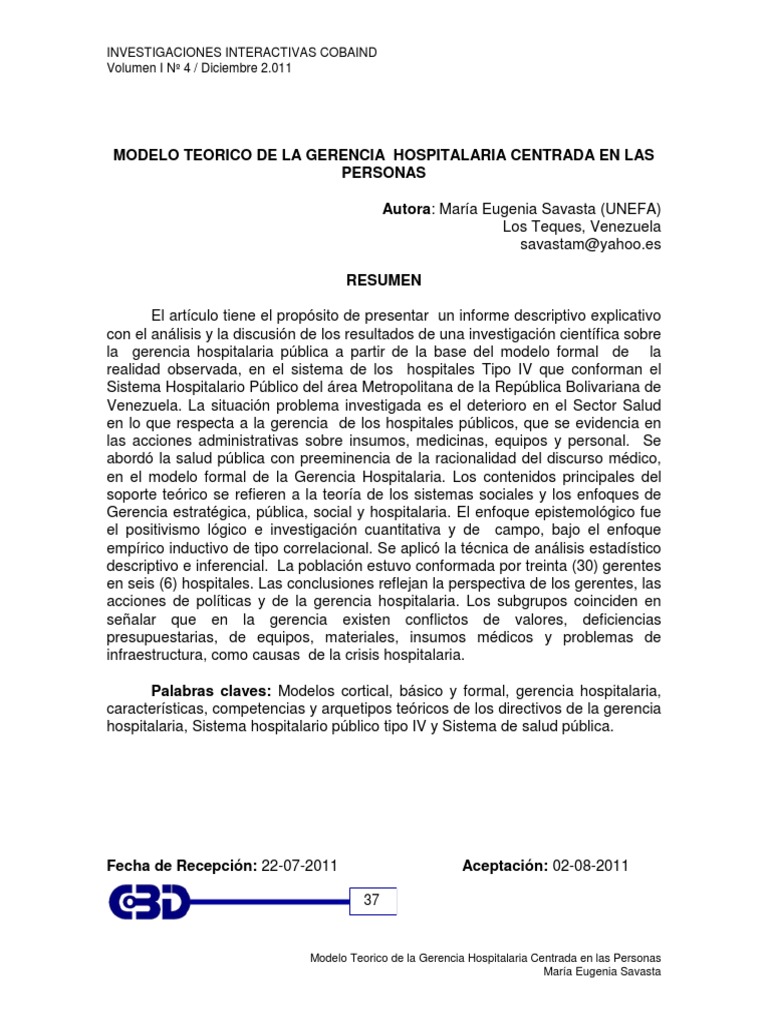 Art03 PDF | PDF | Hospital | Teoría