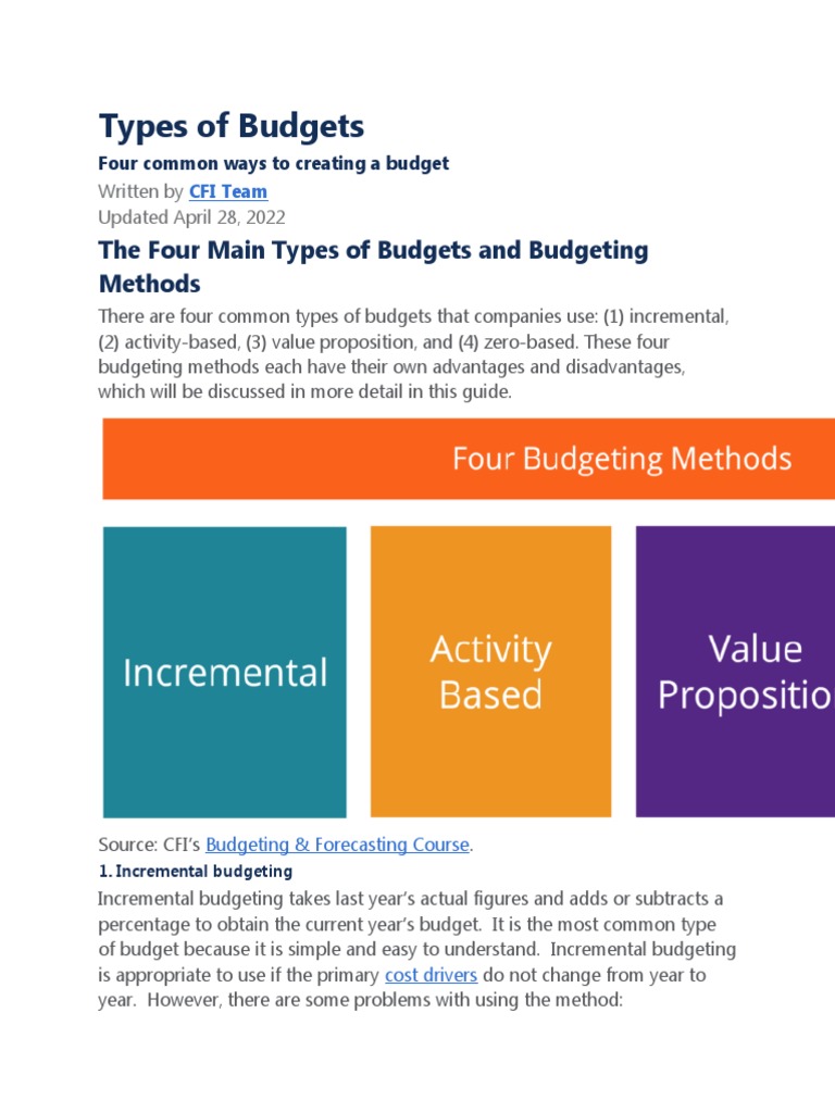 Types of Budgets | PDF | Budget | Top Down And Bottom Up Design