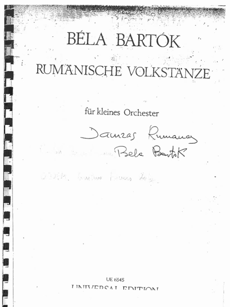 Bela Bartok - Danzas Rumanas PDF | PDF