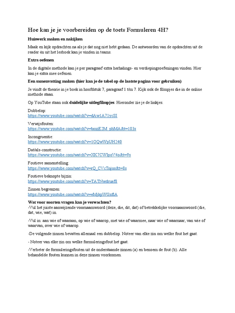 Hoe Kan Je de Toets Voorbereiden | PDF