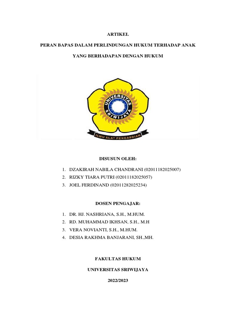 Peranan BAPAS Terhadap Anak Yang Berhadapan Dengan Hukum | PDF