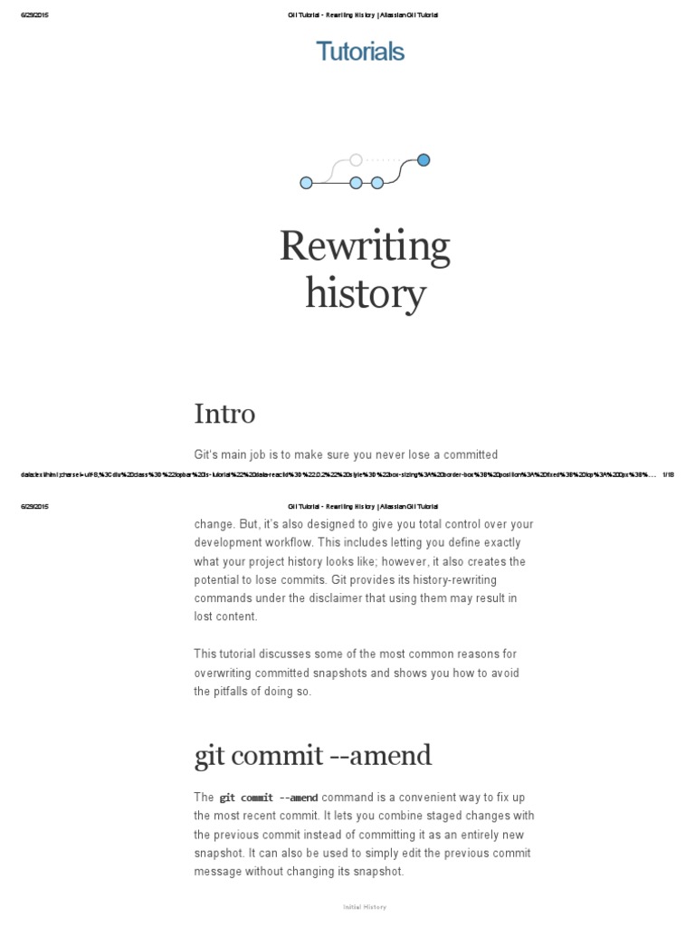 Git Tutorial Rewriting History Atlassian PDF | PDF | Computer Engineering | Information Technology