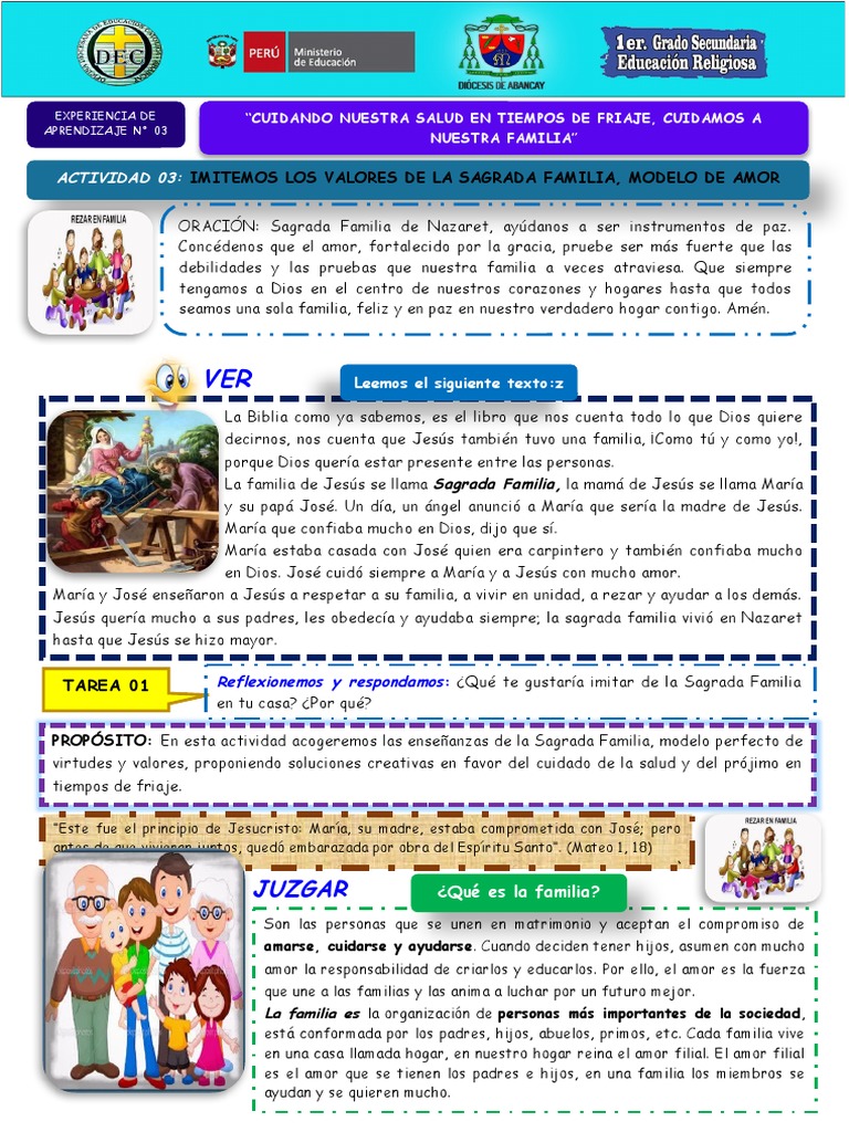 1° - ACTIVIDAD - 03 - LA - SAGRADA - FAMILIA Primero | PDF | María ...