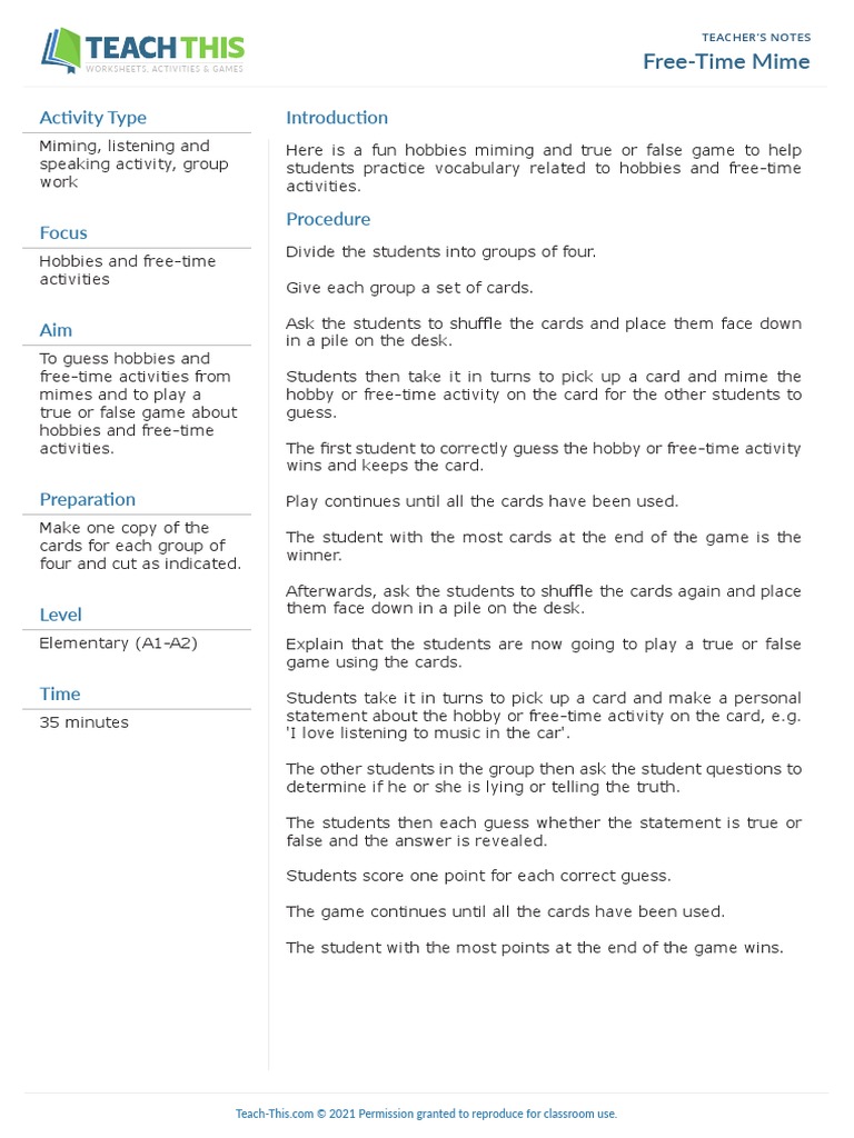 Free Time Mime | PDF | Hobbies