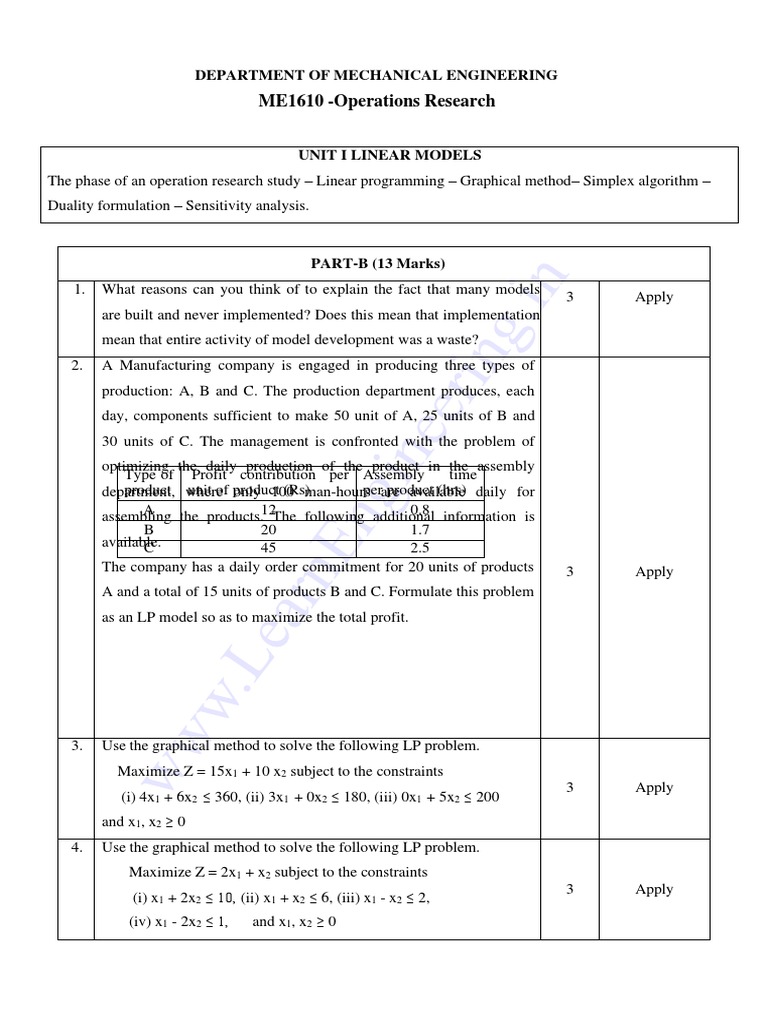 MG8491-Operations Research - by WWW - LearnEngineering.in PDF | PDF | Linear Programming | Inventory