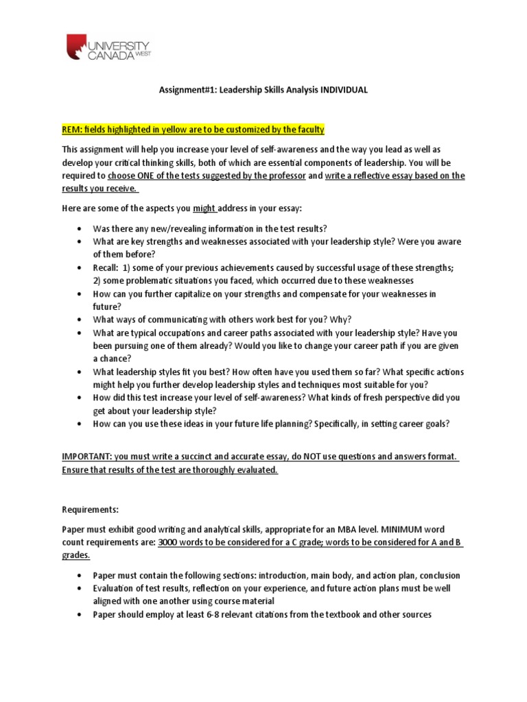 Leadership Skills Reflection Essay | PDF | Leadership | Essays