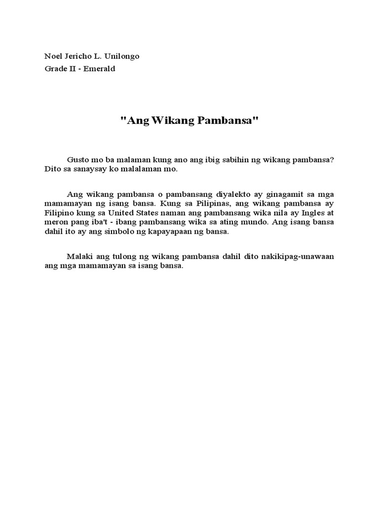 Wikang Pambansa | PDF