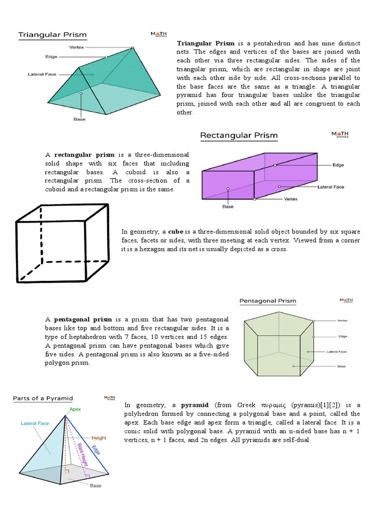 Triangular Prism Is A Pentahedron and Has Nine Distinct Nets | PDF