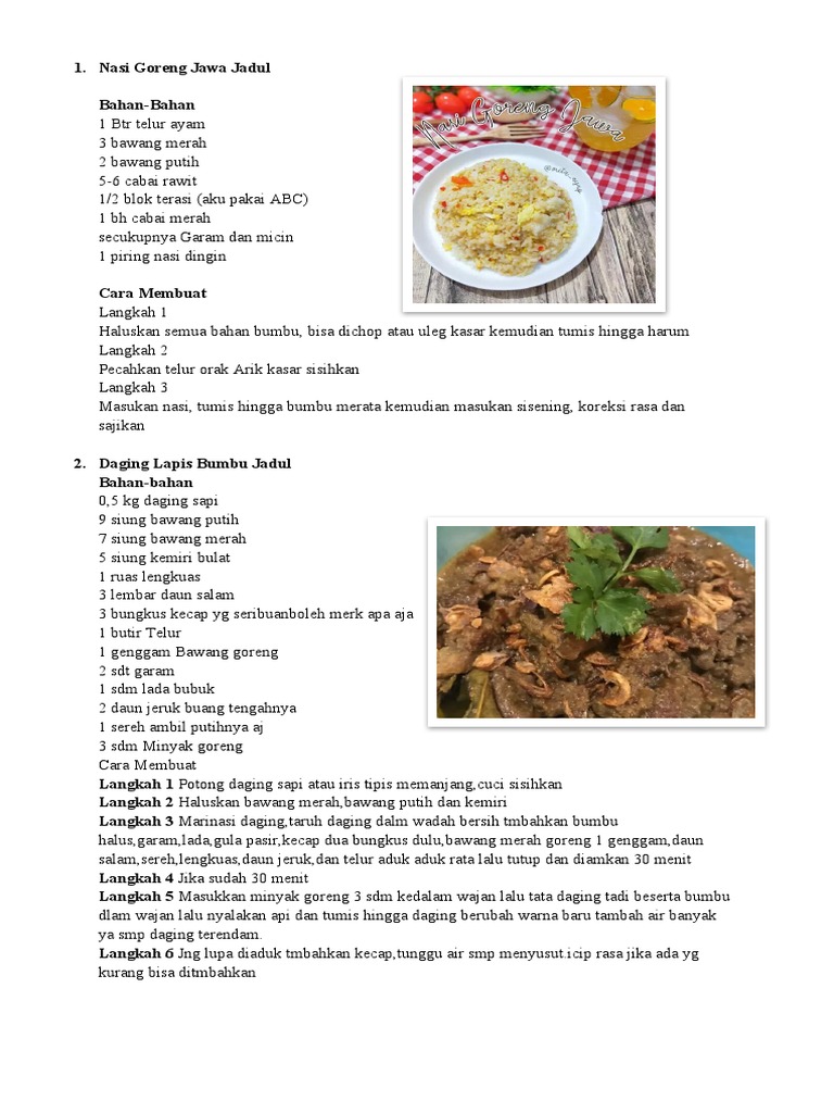 10 Resep Masakan Jadul | PDF