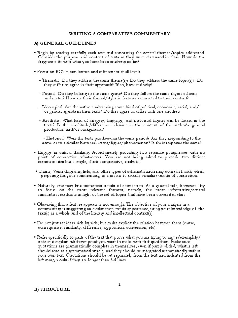 Comparative Commentary Guide | PDF | Ellipsis | Argument