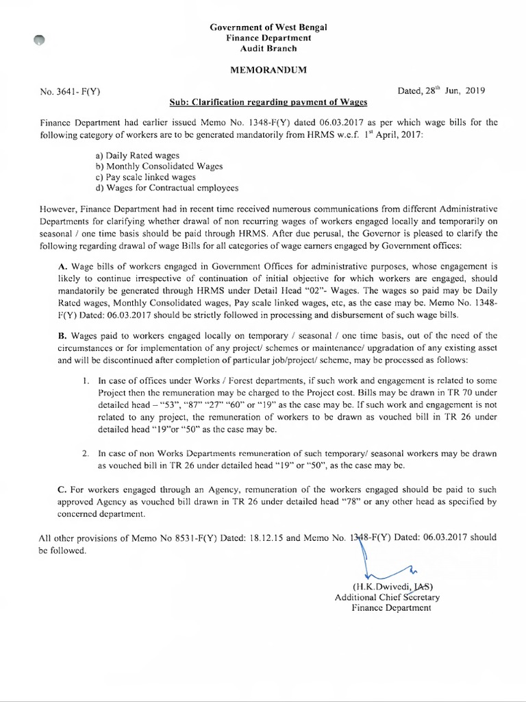 3641-F (Y) Wages Clarification | PDF | Wage | Economies