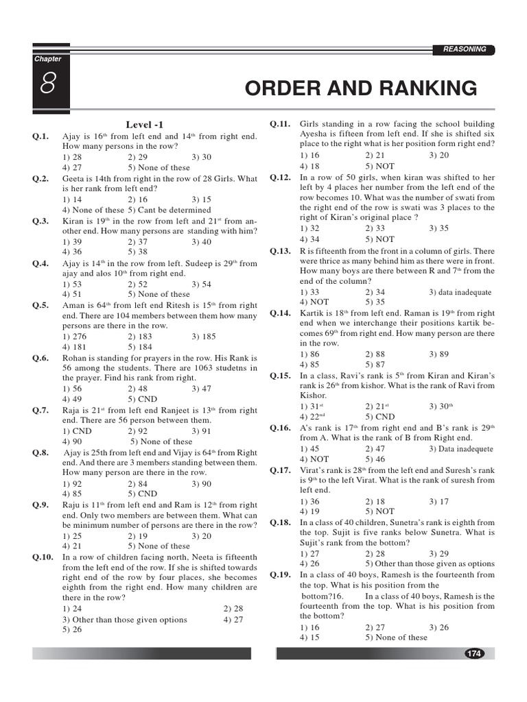 REASONING: Order and Ranking Questions from Classroom Seating ...