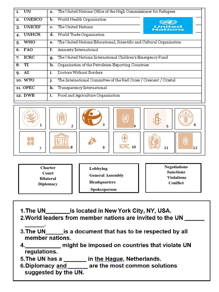 International Organizations Vocabulary | PDF