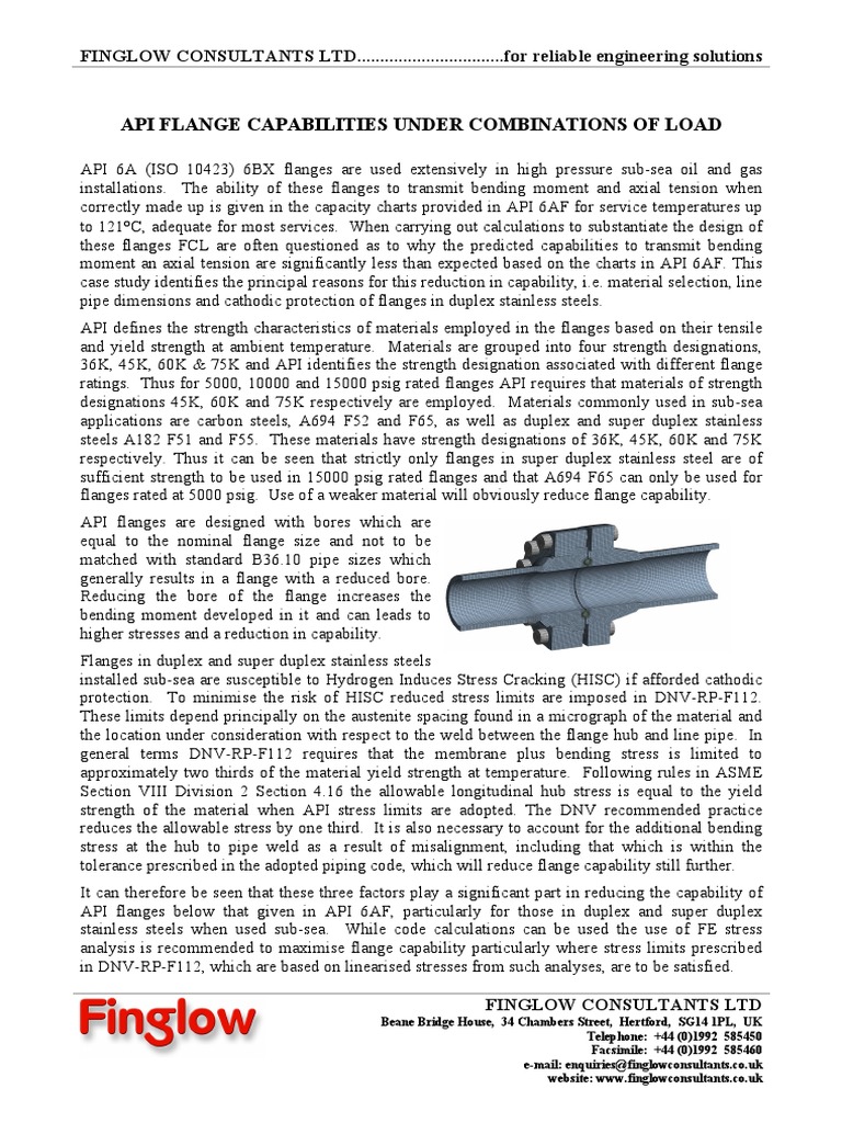 API FLANGE CAPABILITIES UNDER COMBINATIONS OF LOAD Case Study | PDF ...