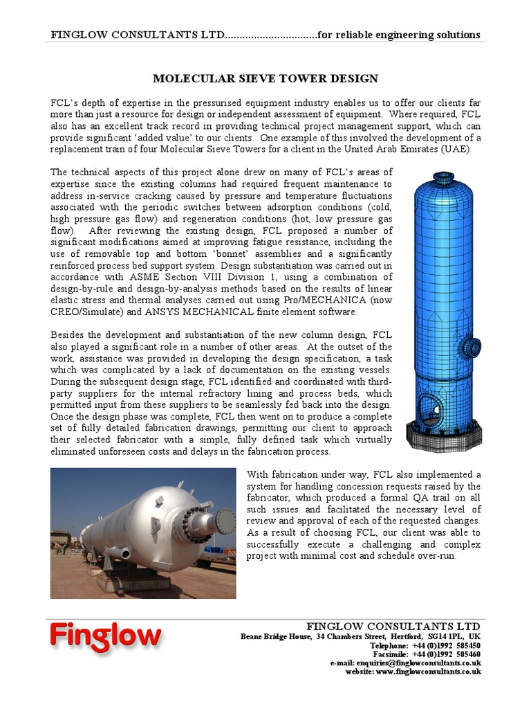MOLECULAR SIEVE TOWER DESIGN Case Study | PDF | Mechanical Engineering ...