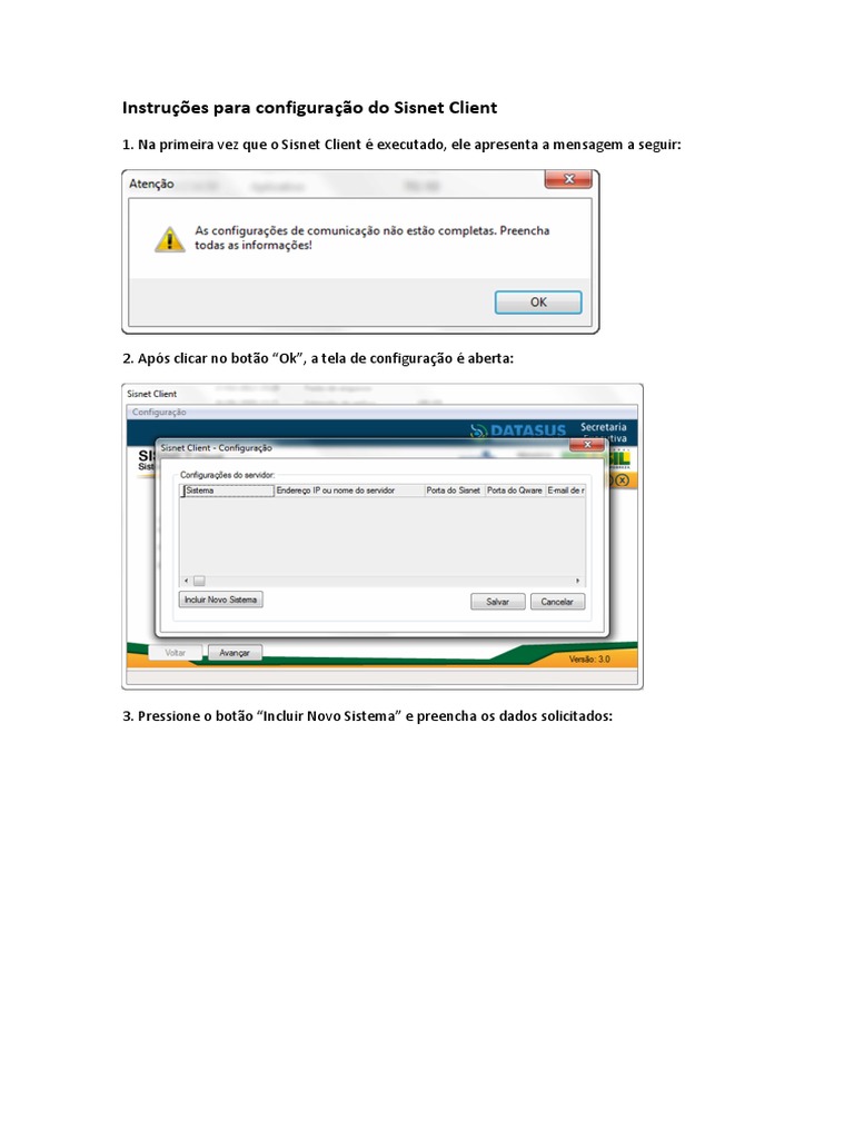 Instruções para Configuração Do Sisnet Client (SisPNCD) | PDF ...