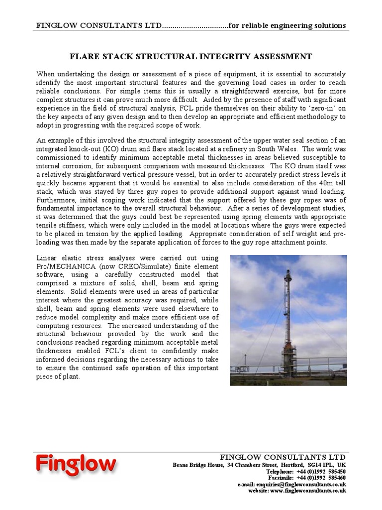 FLARE STACK STRUCTURAL INTEGRITY ASSESSMENT Case Study | PDF | Stress ...