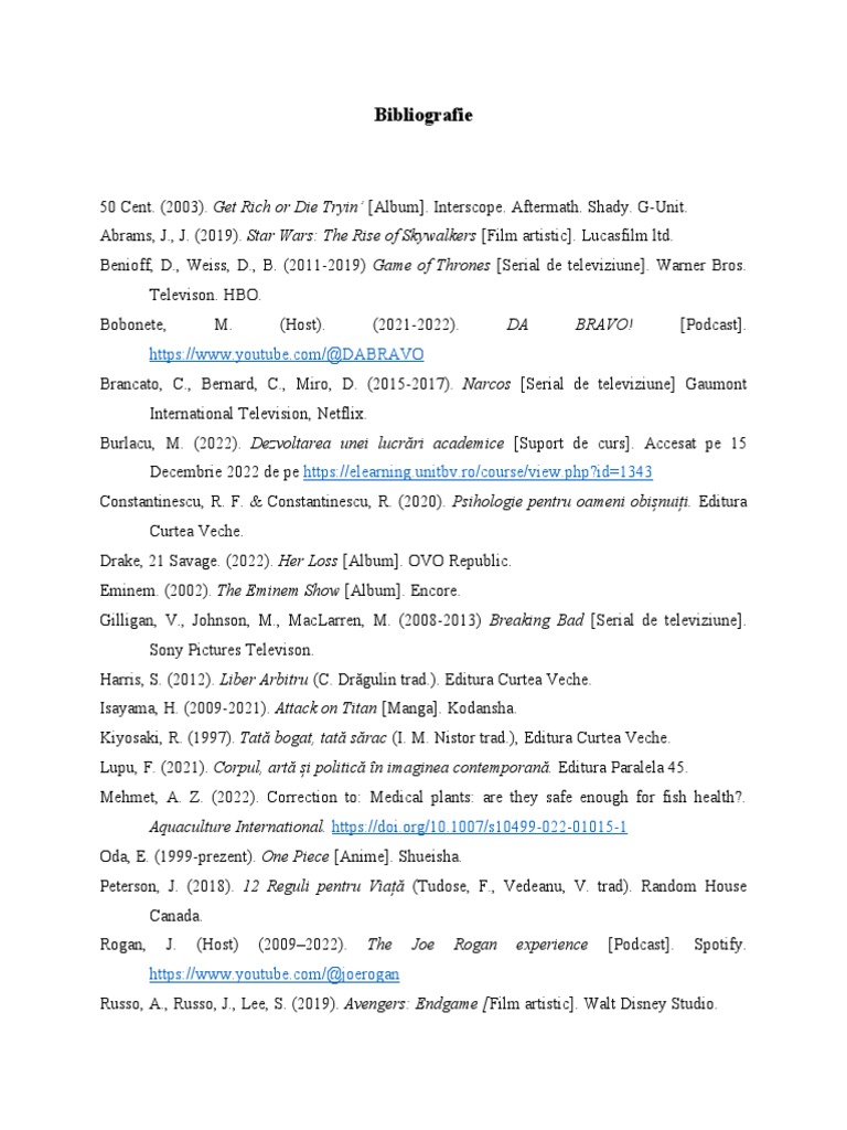 Exemplu de Bibliografie | PDF