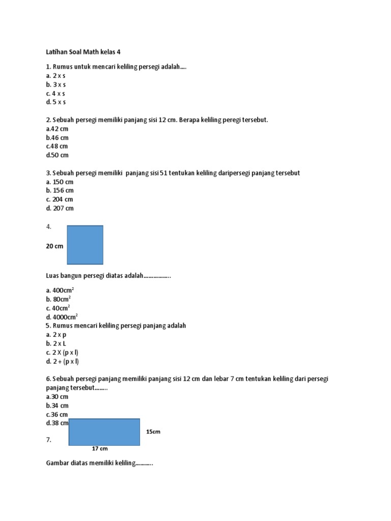 Latihan Soal Math Kelas 4 | PDF