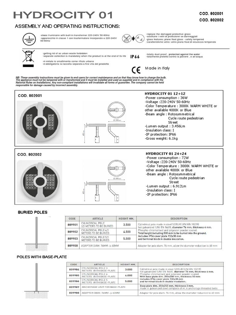 Hydrocity 01 Instructions | PDF | Electrical Connector | Electrical Wiring