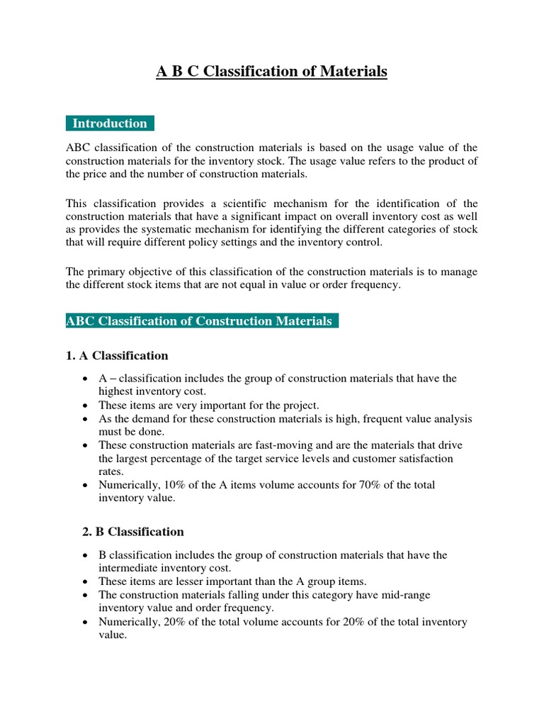 4.4 A B C Classification of Materials | PDF