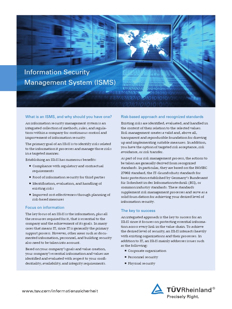 Tuv Rheinland Setting Up Iso 27001 Isms Flyer en 2 | PDF | Information ...