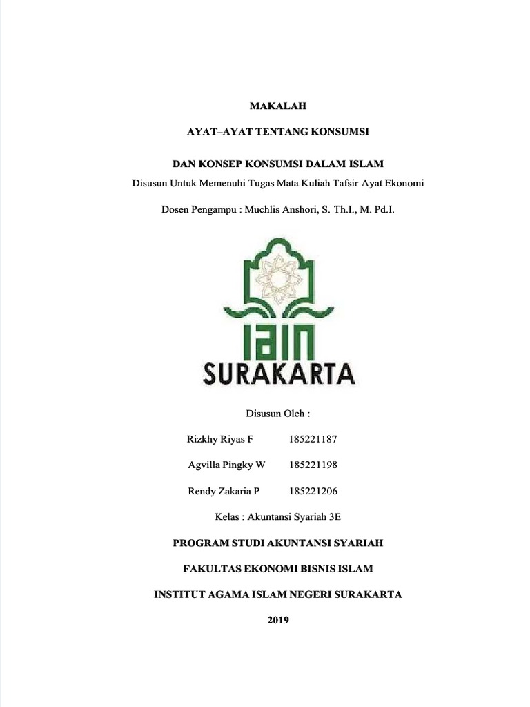 PDF Makalah Ayat Ayat Tentang Konsumsi Dan Konsep Konsumsi Dalam Islam - Compress | PDF