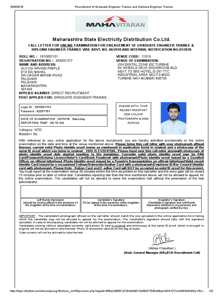 Recruitment of Graduate Engineer Trainee and Diploma Engineer Trainee | PDF