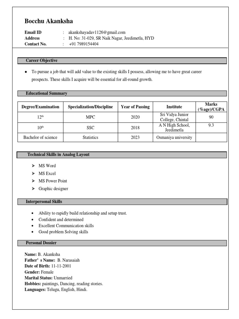 Resume Akanksha Yadav | PDF