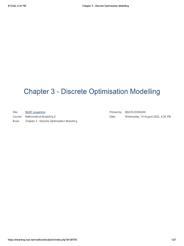 Chapter 3 Discrete Optimisation Modelling Pdf Pdf 