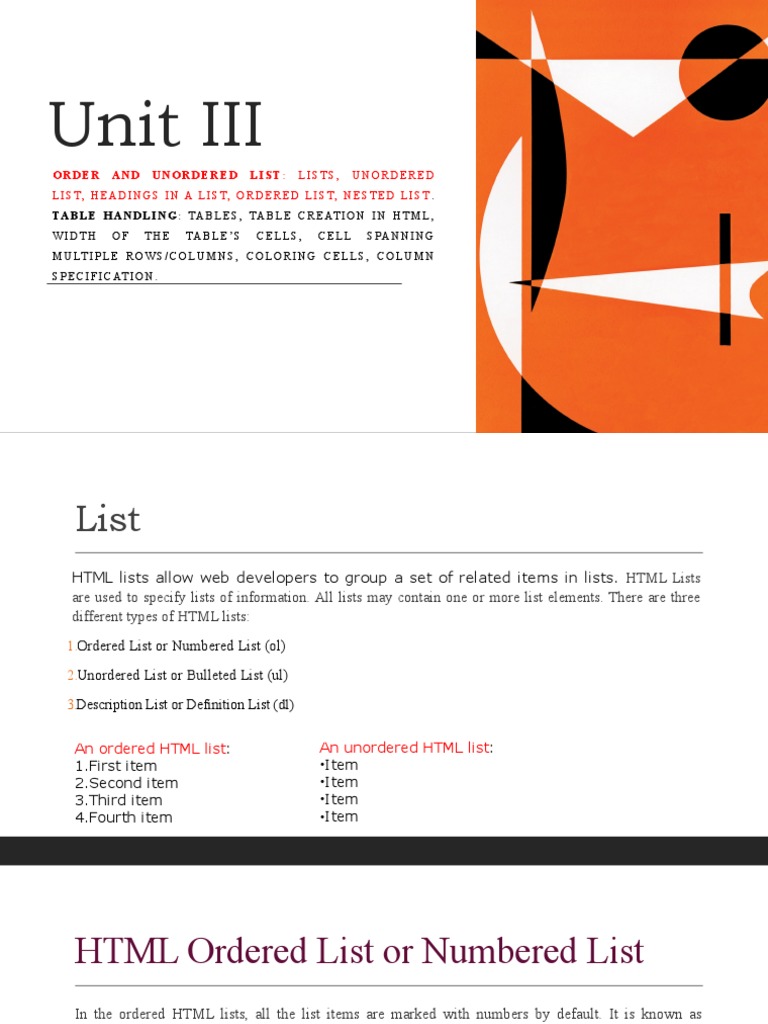 Unit 3 Pdf Html Element Html 