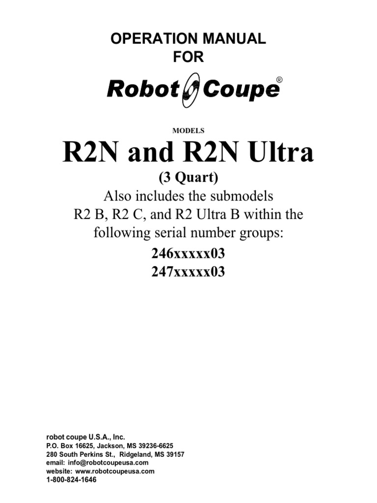Robot Coupe - R2N PDF | PDF | Food Processor | Ac Power Plugs And Sockets