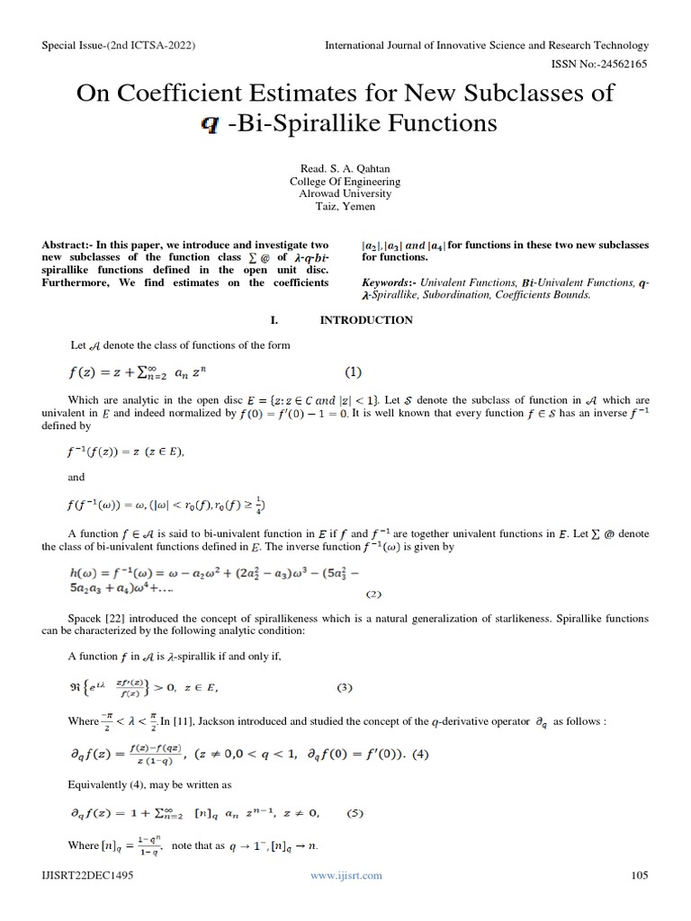 On Coefficient Estimates For New Subclasses Of Bi Spirallike Functions Download Free Pdf 3417