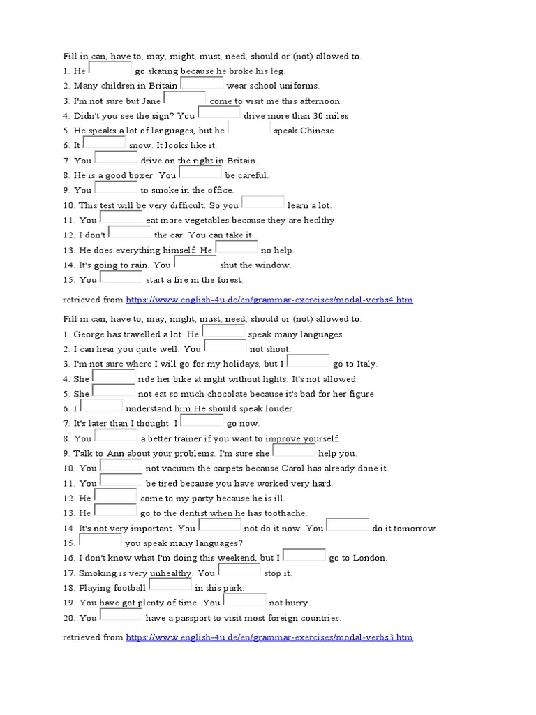 Modals Exercise | PDF