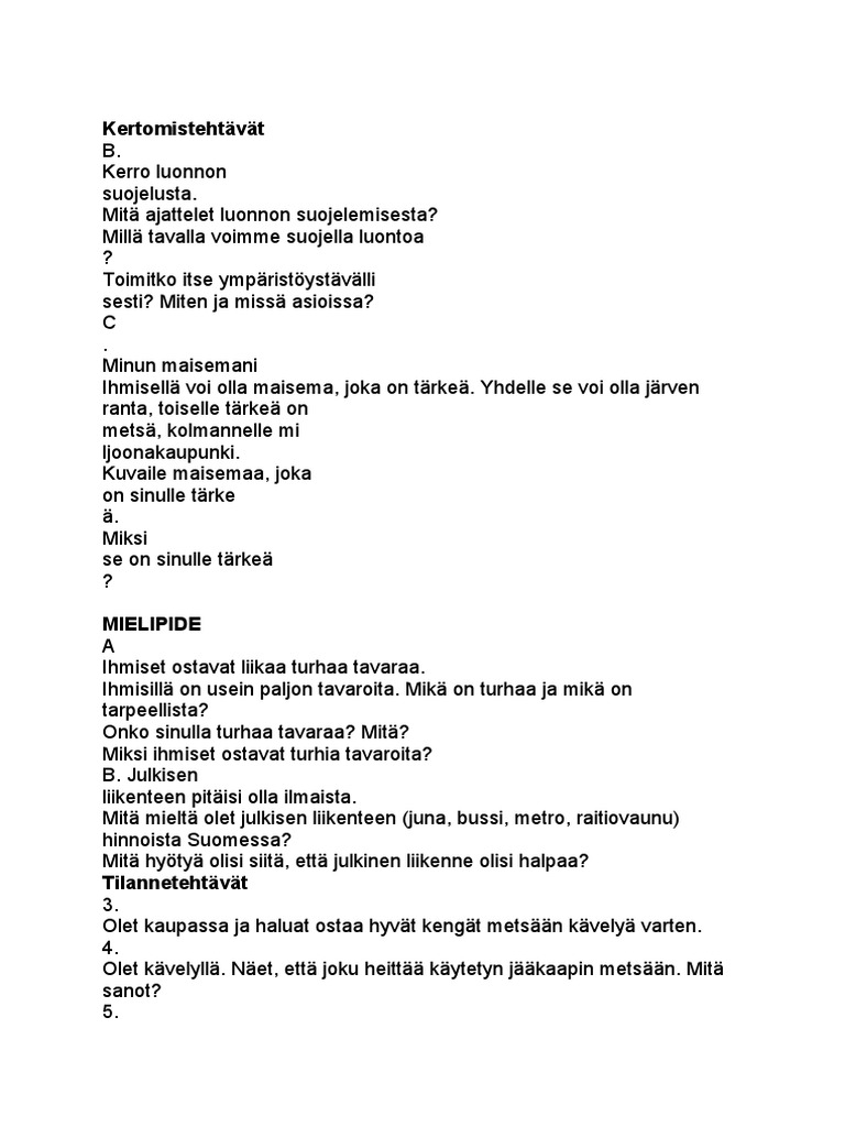 Speaking Yki Speaking Finnish Test Sample | PDF