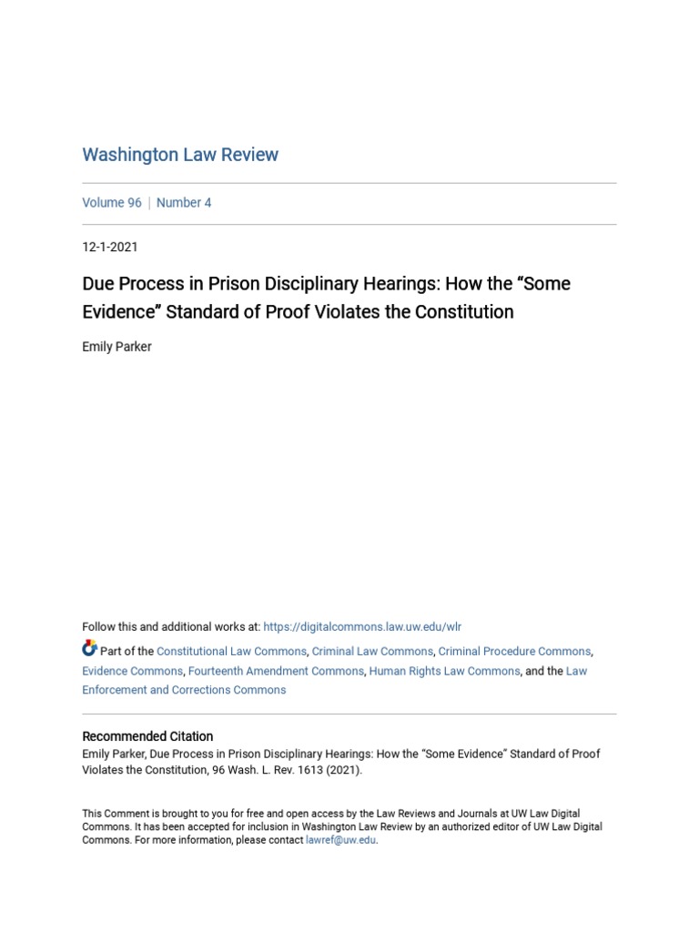 Due Process in Prison Disciplinary Hearings - How The - Some Eviden ...