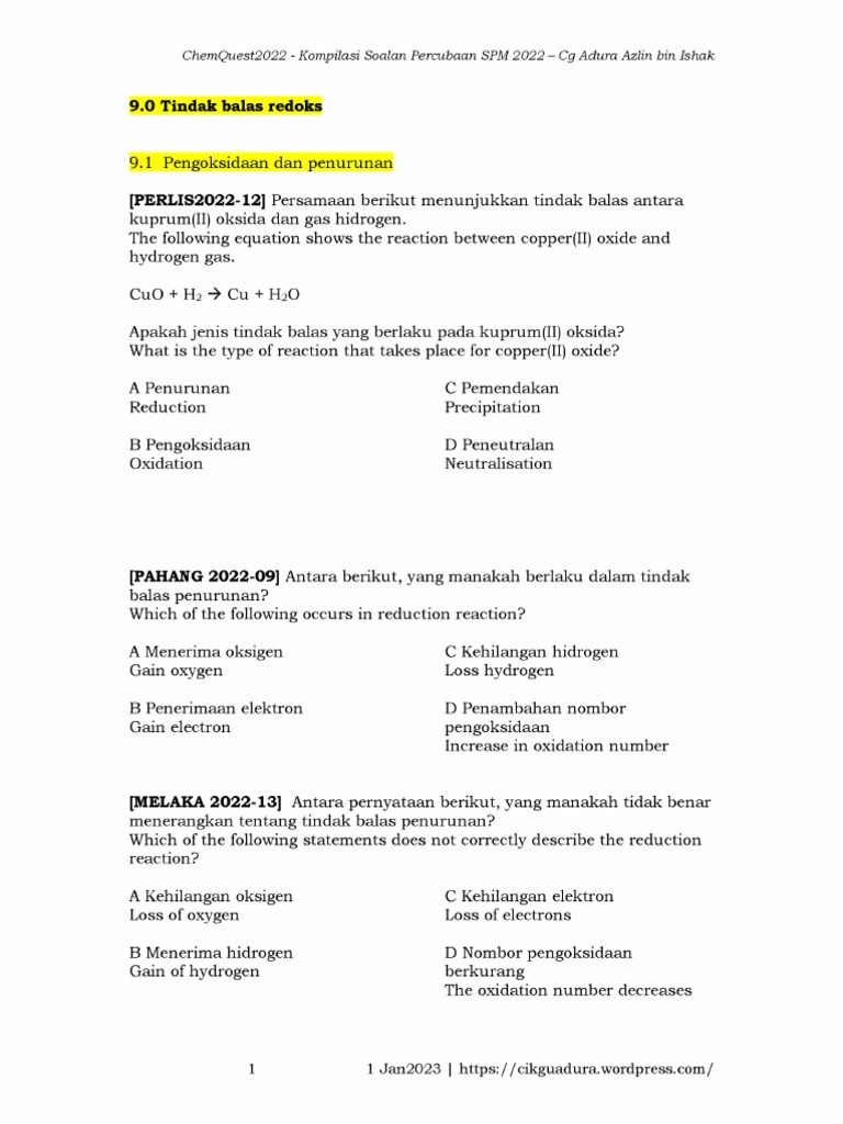 Chemquest2023 Ting 5 Bab 01 PDF | PDF
