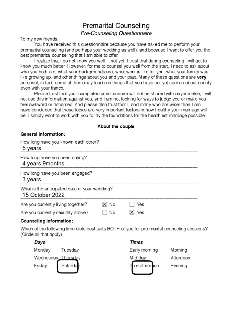 Pre-Counseling Questionnaire | PDF | Substance Abuse | Alcoholism