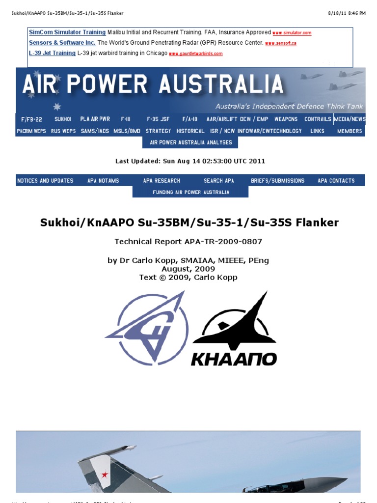 Sukhoi - KnAAPO Su-35BM - Su-35-1 - Su-35S Flanker | PDF | Fighter ...